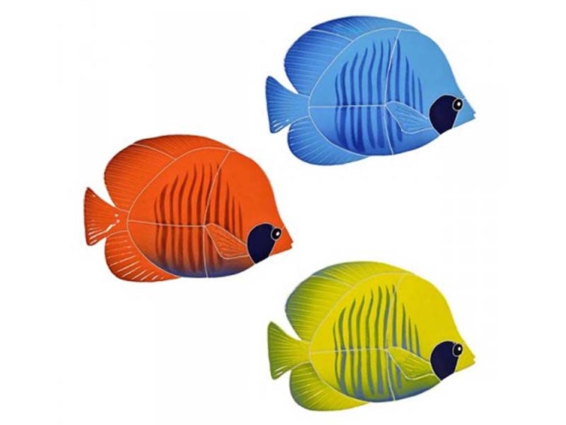 Artistry In Mosaics Tiger Tang Fish Mosaic | Blue - 5" x 8" | TTABLUS