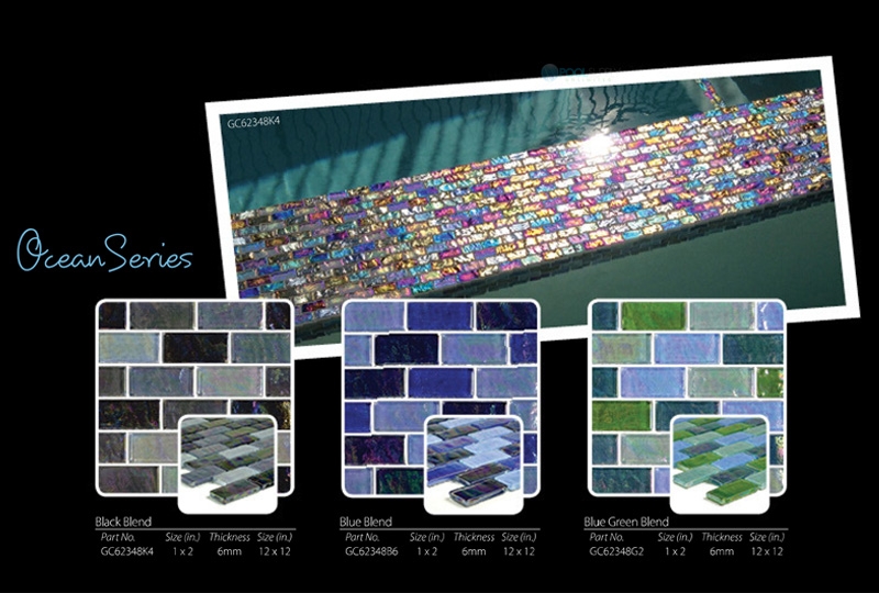 Artistry In Mosaics Ocean Series Blue Green Blend Glass Tile 1 X 2