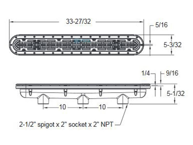 AquaStar 32" Channel Drain with 3 Port Sump/Flat Grate Anti-entrapment ...