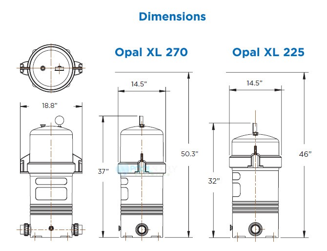 Waterco Opal XL C225 Cartridge Filter | 225 Sq. Ft. | 217225A