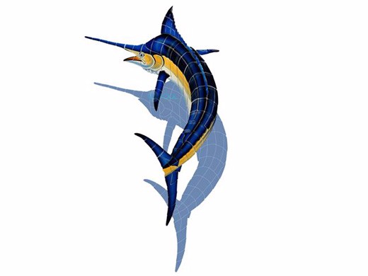 Ceramic Mosaic Marlin Reverse with Shadow 75 in x 43 in | M63R/SH ...