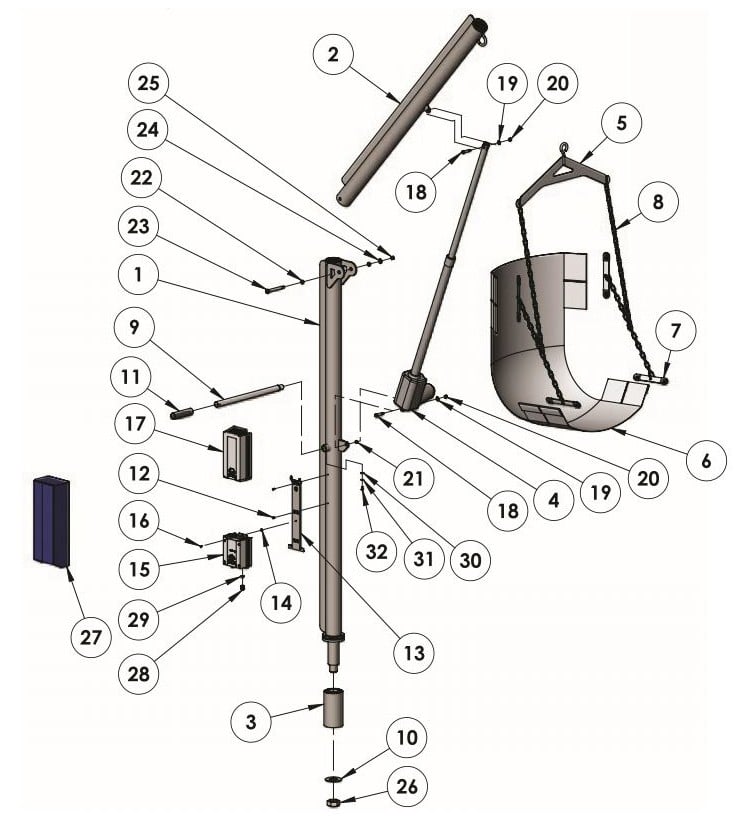 Aqua Creek Super Power EZ Pool Lift | No Anchor | F-194PHBL-NA Parts ...