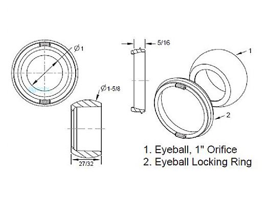 AquaStar Standard 1" Eyeball and Nut Only | White | EN101 | Pool Supply ...