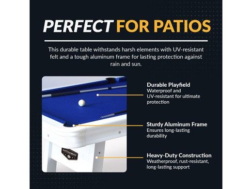 Hathaway Alpine 8-Ft. Outdoor Pool Table | White with Blue Felt ...