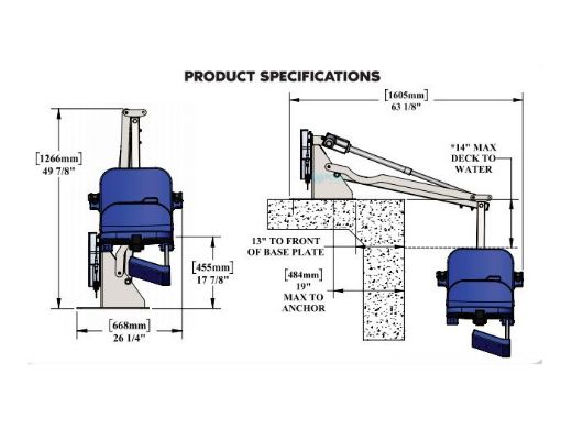 Aqua Creek Ranger 2 Pool Lift | No Anchor | White with Blue Seat | F ...