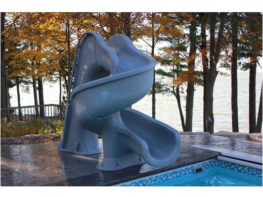 Global Pool Products Tsunami Swimming Pool Slide with LED Light | Gray ...
