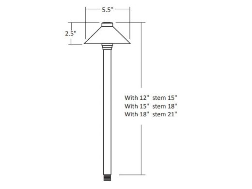 Sollos Traditional Hat LED Path Light Fixture | 5.5" Hat 18" Stem ...