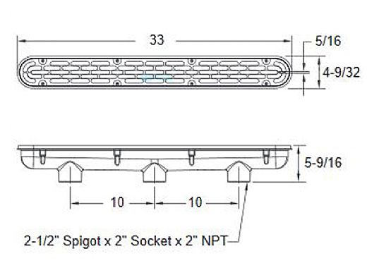 AquaStar 32" Channel Drain with 3 Port Sump/Flat Grate Anti-entrapment ...