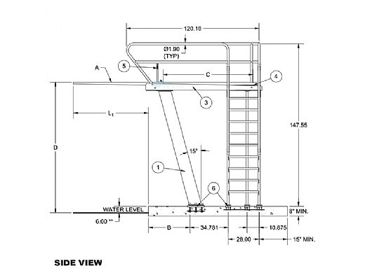 S.R. Smith Deluxe Tower 3 Meter, Left Mount | CAT-3M-203L | Pool Supply ...
